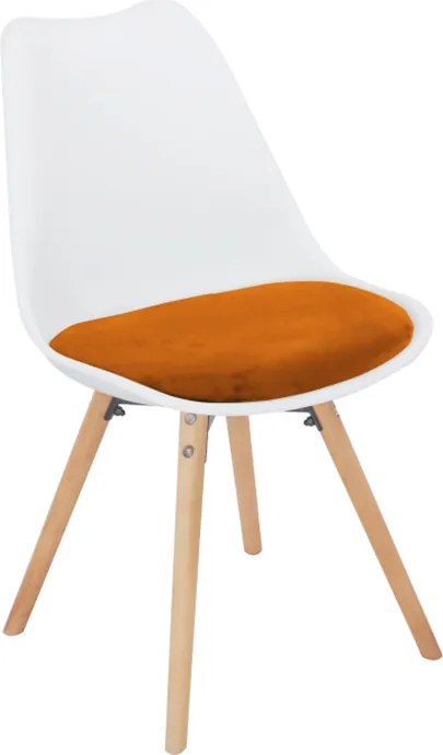 Židle, terakotta sametová látka / bílý plast / buk, Semer New