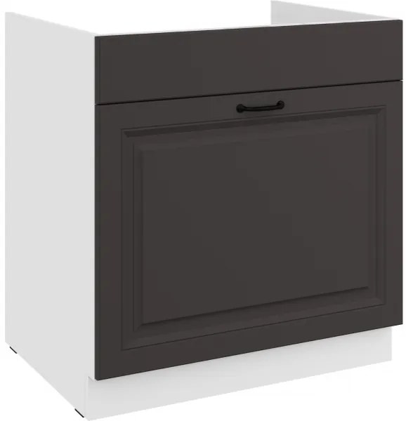 Kuchyňská skříňka Stilo 80 ZL 1S BB korpus bílá, dvířka šedá