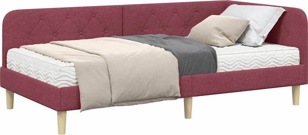 Rohový rám postele Víno Červené 90 x 190 cm textil 3394112