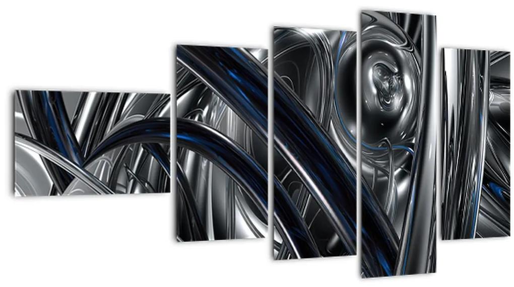 Obraz šedé abstrakce s modrou (110x60 cm), 40 dalších rozměrů