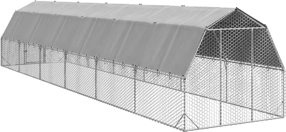 Výběh pro slepice se střechou 2,5x12x2,25 m pozinkovaná ocel 3328525
