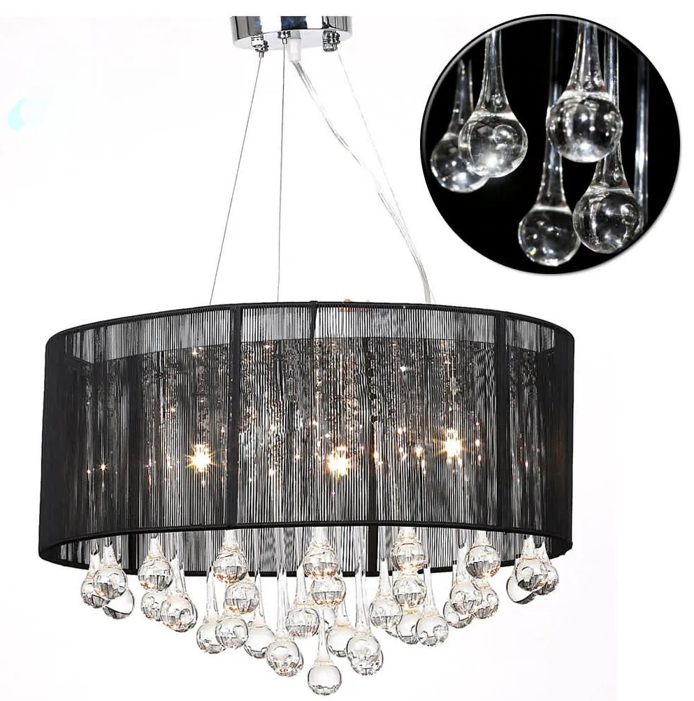 vidaXL Černý lustr s 85 kryštálmi