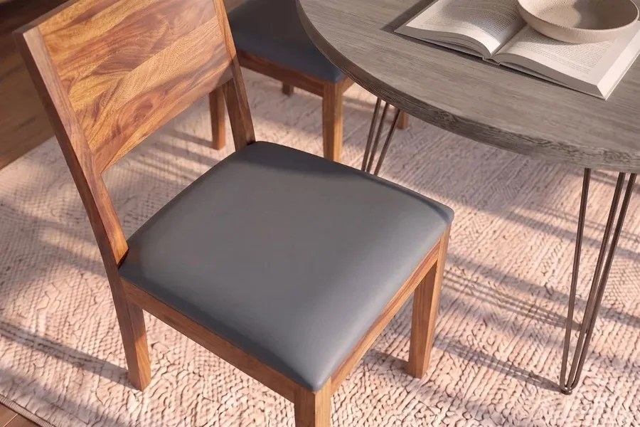 Designová židle Timber II Sheesham / tmavě šedá ekokůže