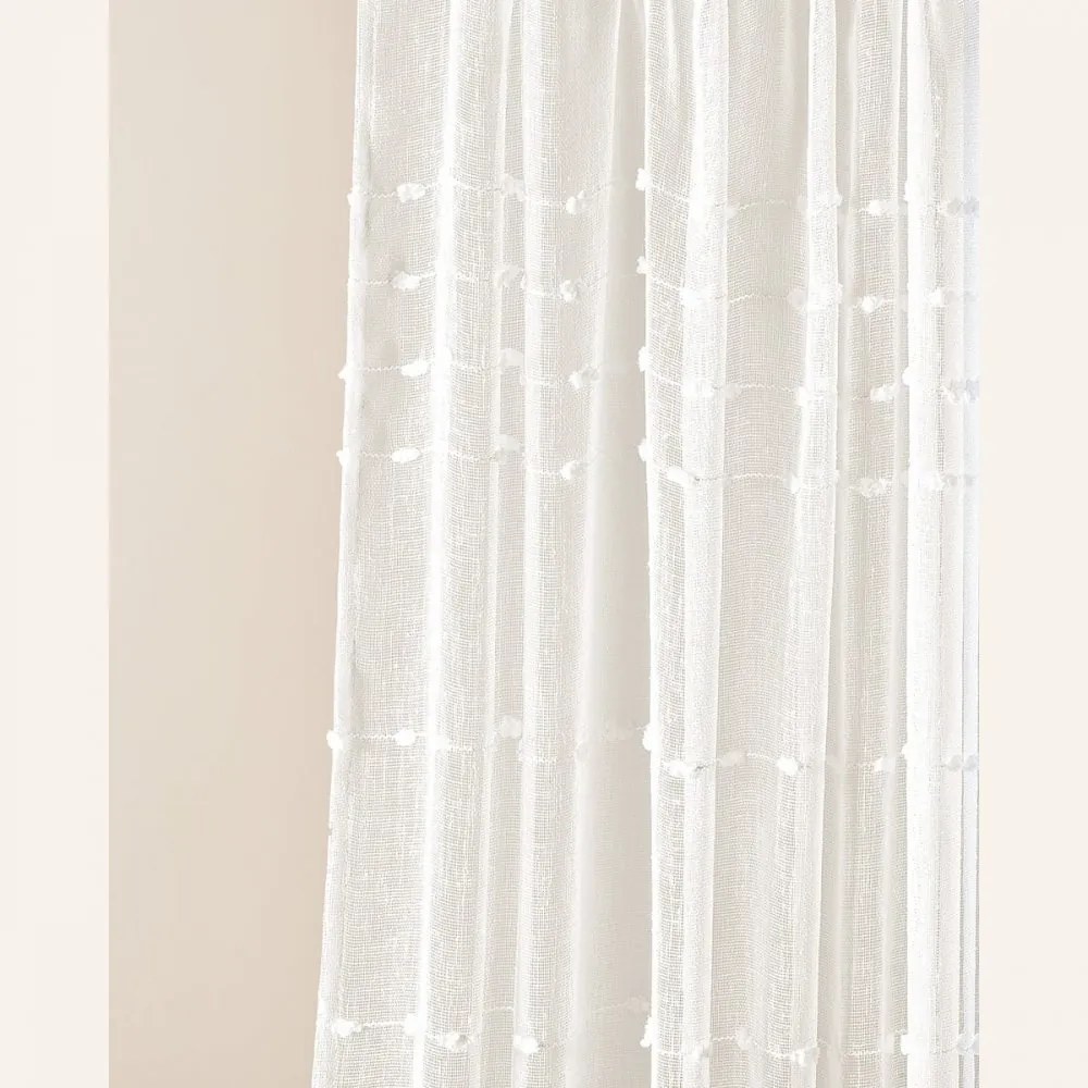 Moderní krémový závěs  Marisa  se stříbrnými průchodkami 140 x 250 cm
