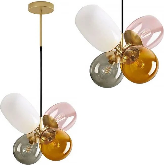 Toolight Toolight, Stropní svítidlo ze skla vícebarevné E14 60W APP436-4C, OSW-00565