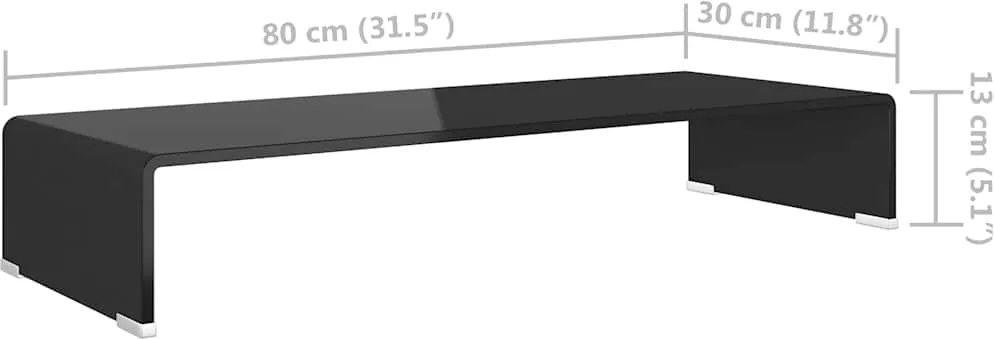 TV stolek / podstavec na monitor sklo černý 80x30x13 cm 244137