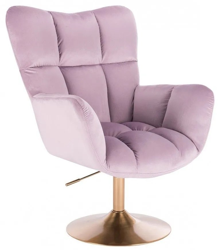 LuxuryForm Křeslo AURORA VELUR na zlatém talíři - levandule