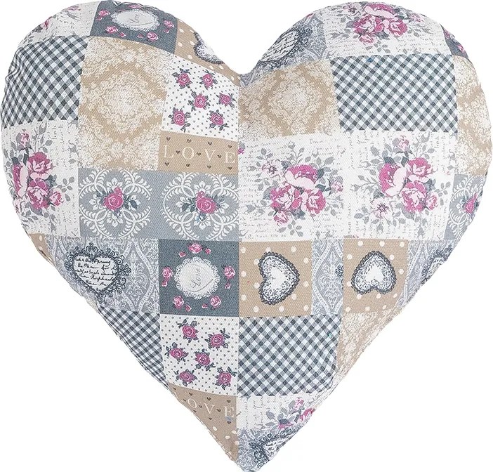 Polštářek srdíčko patchwork love