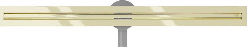 Mexen Flat nerezový sprchový žlab s rotačním 360° sifonem 100 cm, vzor SLIM, zlatá, 1541100