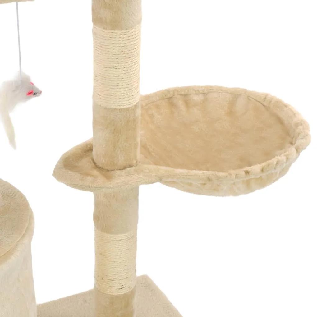 Škrabadlo pro kočky se sisalovými sloupky - béžové | 138 cm