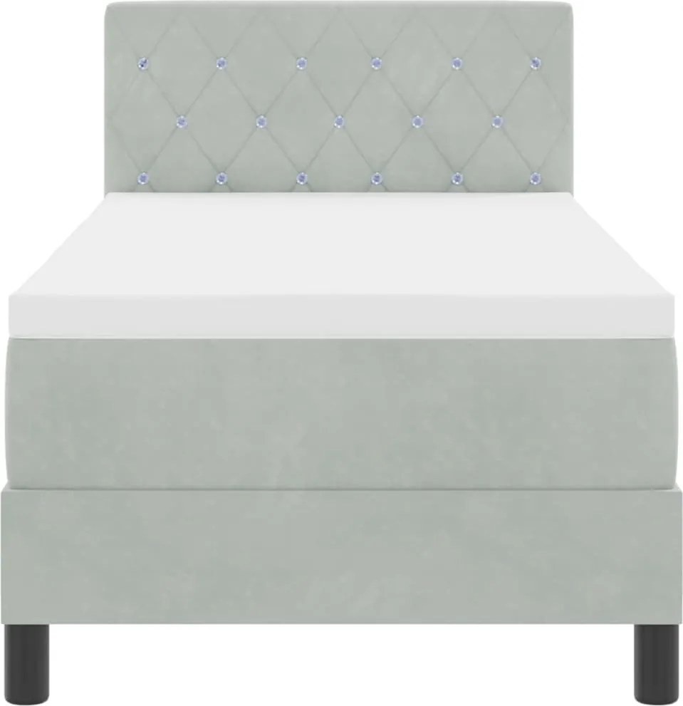 Postel s boxspringem s matrací Světle šedá 80 x 200 cm samet 3339068