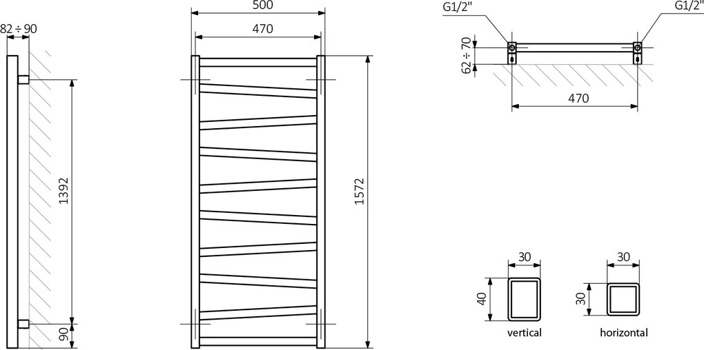 Sapho Zig ZG516A otopné těleso 500 x 1572 mm 582 W antracit