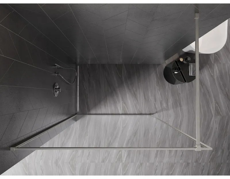 Mexen, Mexen Kioto-XF sprchová stěna s rámem 90 x 202 cm, průhledná 10 mm, matný nikl - 800-090-104-97-00-X