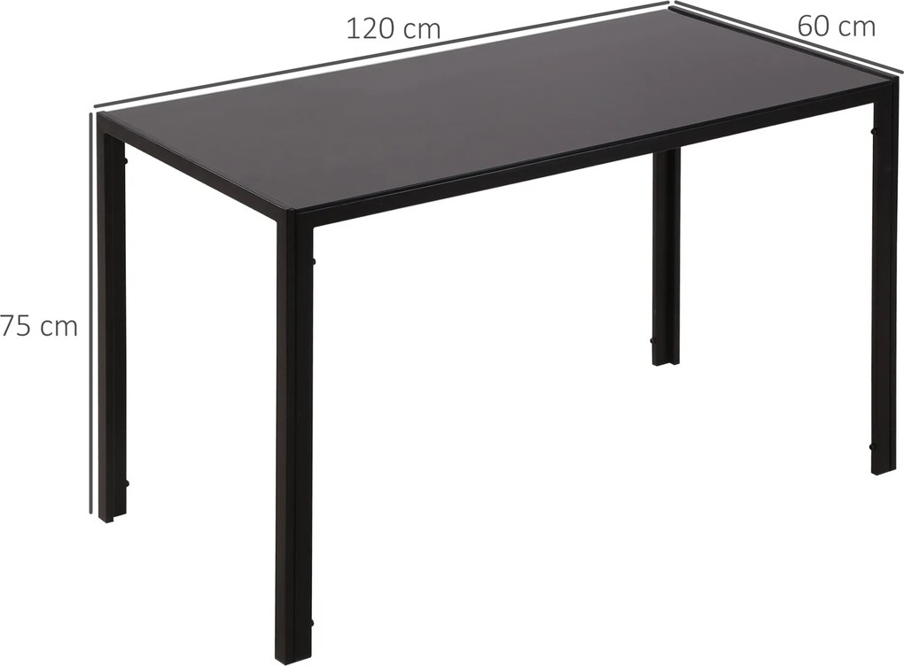 HOMCOM LED jídelní stůl kuchyňský stůl pro 4 osoby, tvrzené sklo a kov, černý, 120x60x75cm, moderní a stylový | Aosom.de