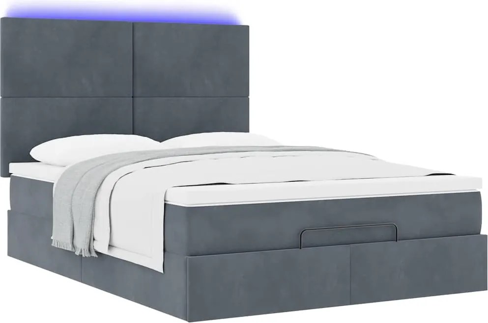 Osmanský rám postele s matracemi tmavě šedá 140x190cm samet 3314247