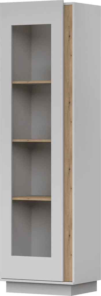 IDZ Vitrínová skříň GREY 1D 02, 58 cm Bílá/Dub Artisan