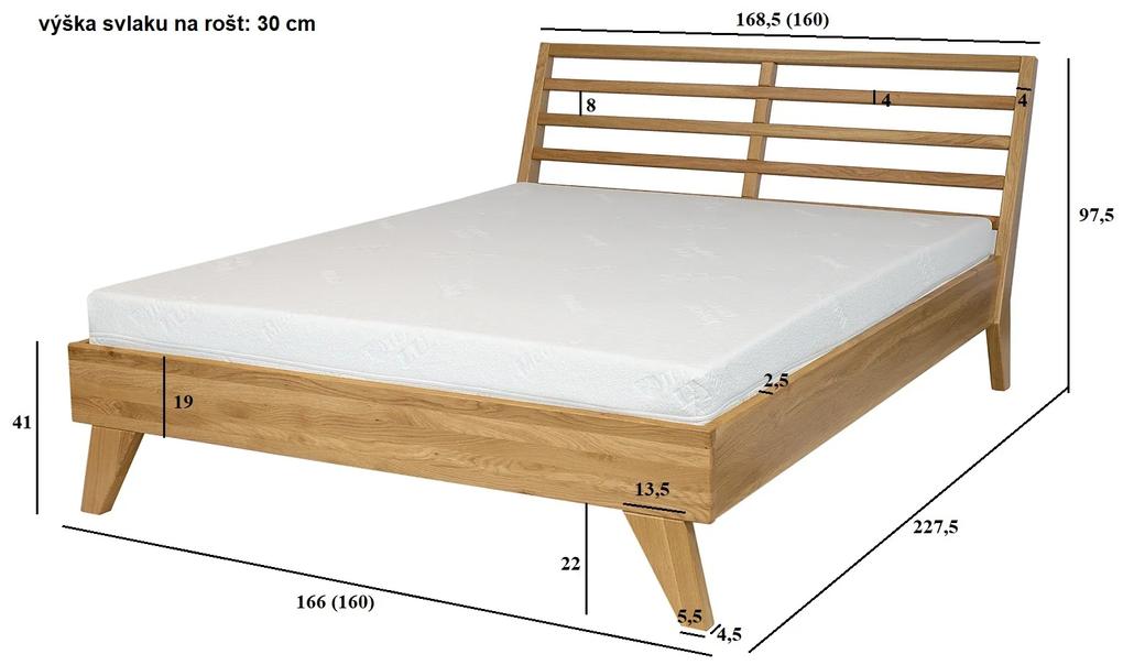 Drewmax LK301 120x200 cm dřevěná postel masiv dub dvojlůžko