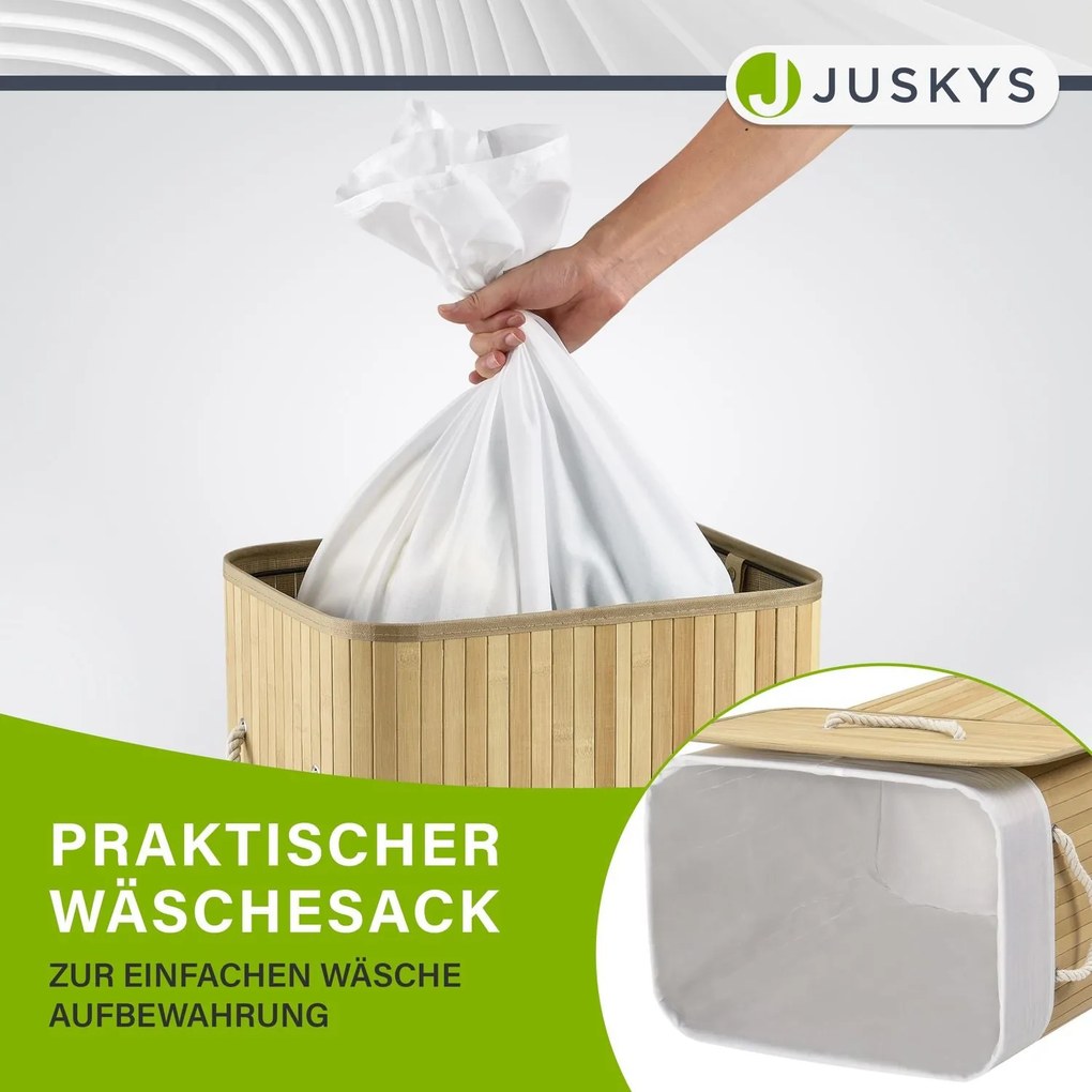 Juskys Bambusový koš na prádlo Curly Barva: přírodní, Velikost: 72 L