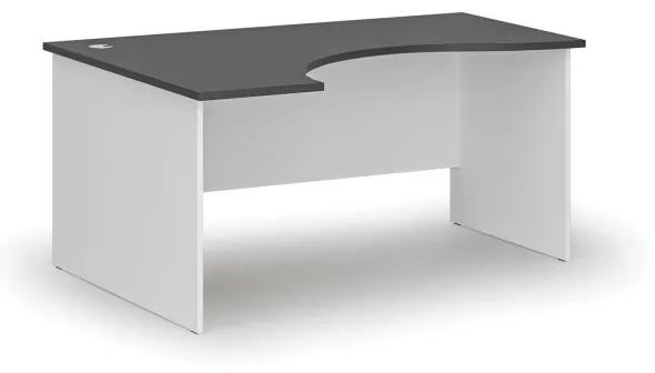Ergonomický kancelářský pracovní stůl PRIMO WHITE, 1600 x 1200 mm, levý, bílá/grafit