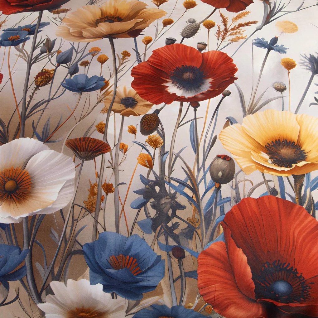 SATÉNOVÉ POVLEČENÍ SATINLOVE PREMIUM 200X220 CM, 2KS 70X80 CM KVĚTY