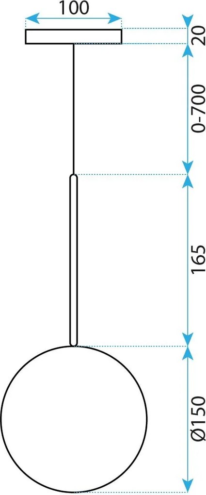 Toolight Toolight, skleněné kulové závěsné stropní svítidlo 15cm, APP1681-1CP, OSW-04301