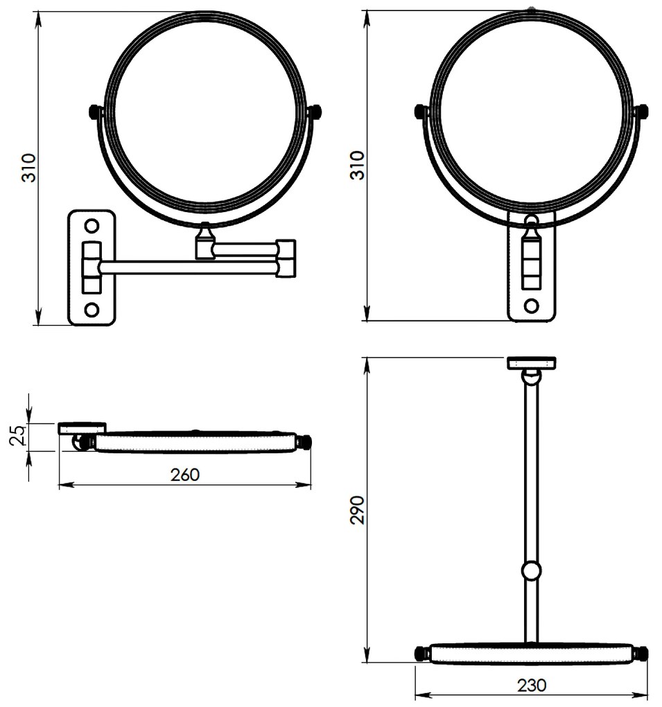 Gedy Gedy, GAIA závěsné kosmetické zrcadlo, průměr 180mm, oboustranné, chrom, CO202413