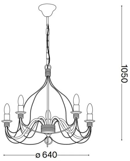 Ideal Lux - Lustr na řetězu CORTE 5xE14/40W/230V pr. 54 cm měď