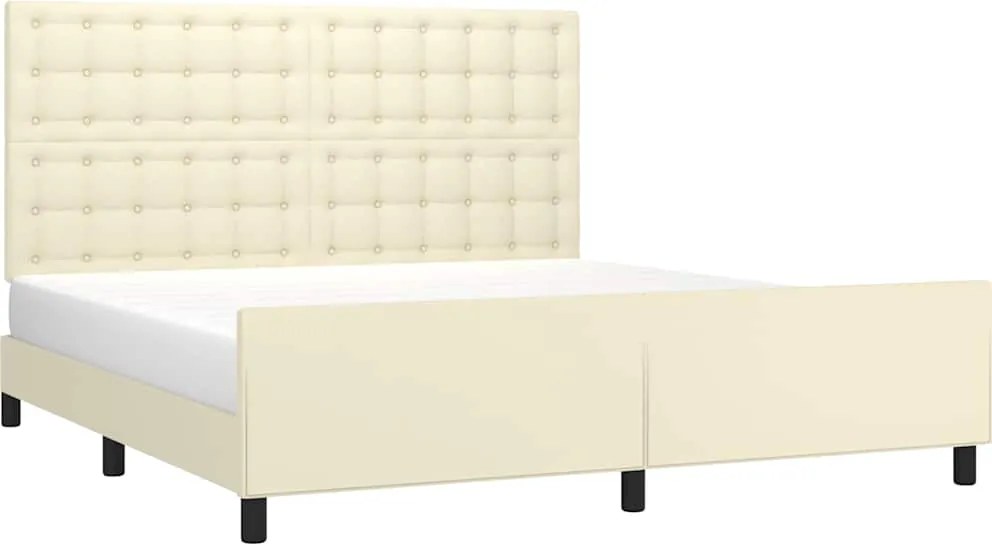 Rám postele s čelem krémový 160x200 cm umělá kůže 3125581