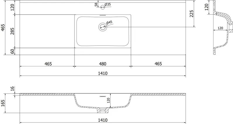 Mexen Orio, koupelnová skříňka 140 cm s umyvadlem Otis, 2 zásuvky, bílá matná, 91A10-14047-2-BFF01-W18M01