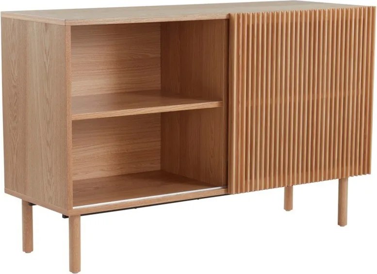 Skříňka v dekoru jasanu s posuvnými dveřmi v přírodní barvě 124x80x45 cm Sion – Jotex