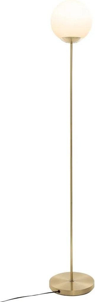 Stojací lampa s kulatým stínítkem, kov, zlato, 134 cm