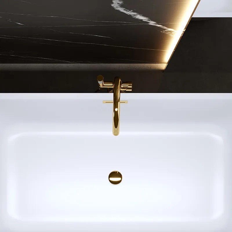 BPS-koupelny Volně stojící akrylátová vana HYD-VIA511B 160x80 bílá, odtokový komplet zlatý