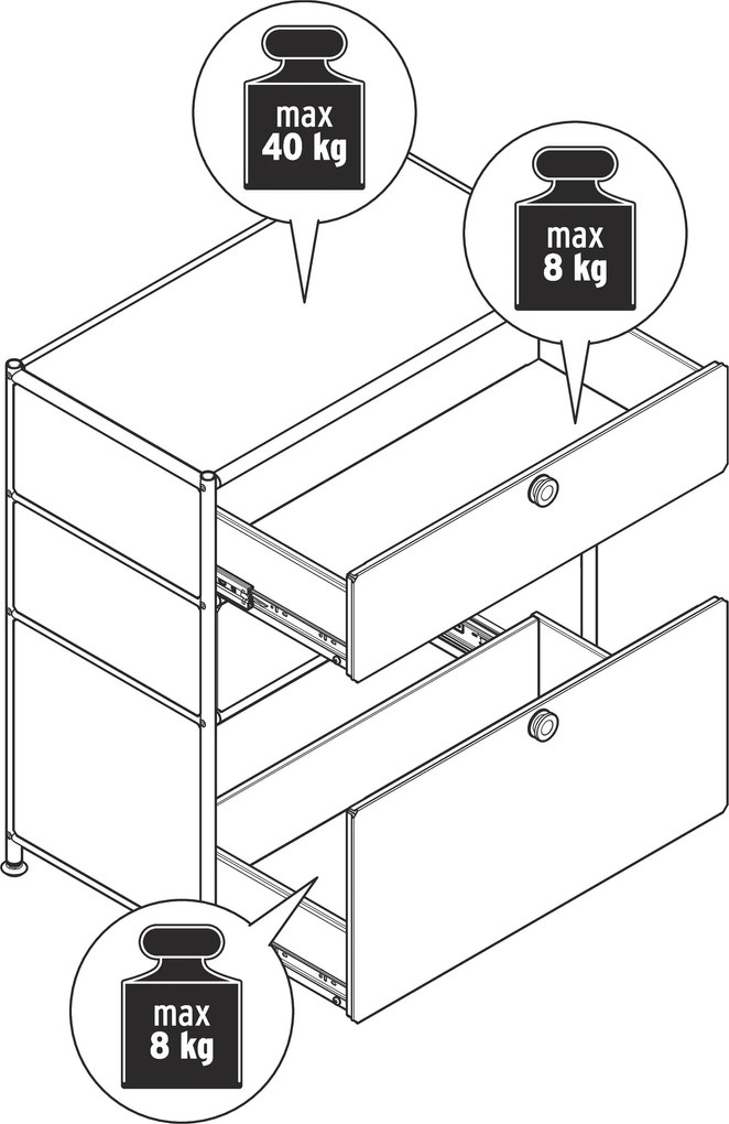 Tchibo - Kovová komoda »Cn3« se 3 zásuvkami - barva: šedá