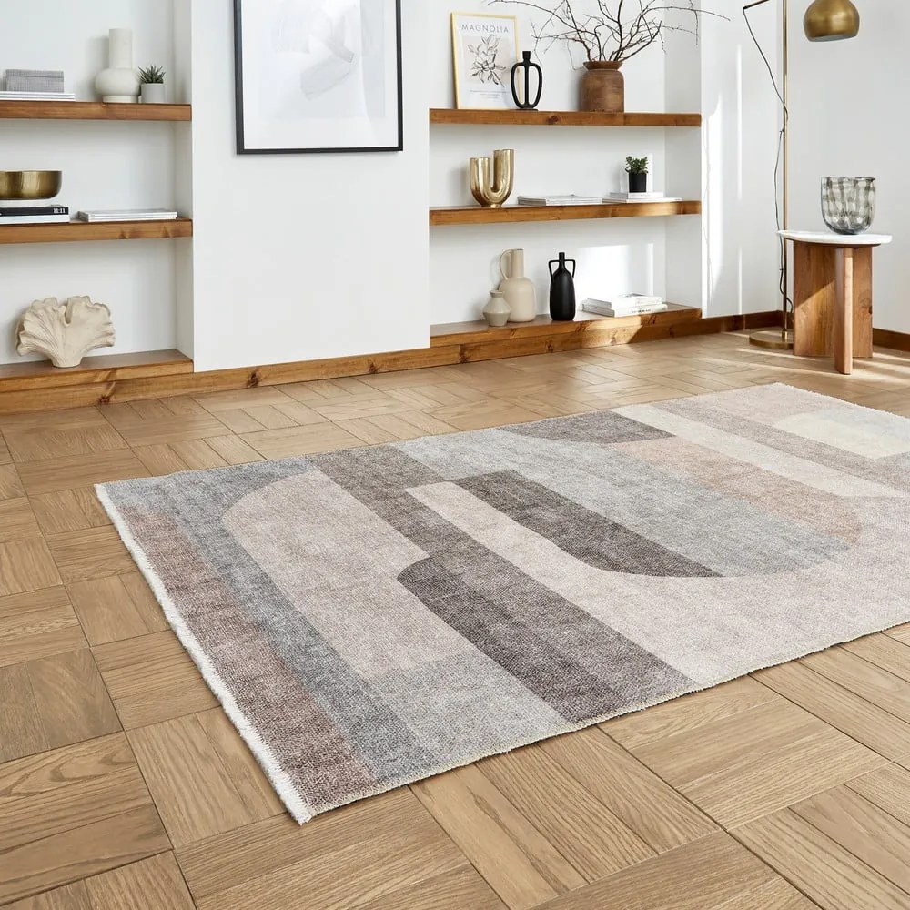 Béžový pratelný koberec s příměsí bavlny 122x170 cm Whisper – Think Rugs