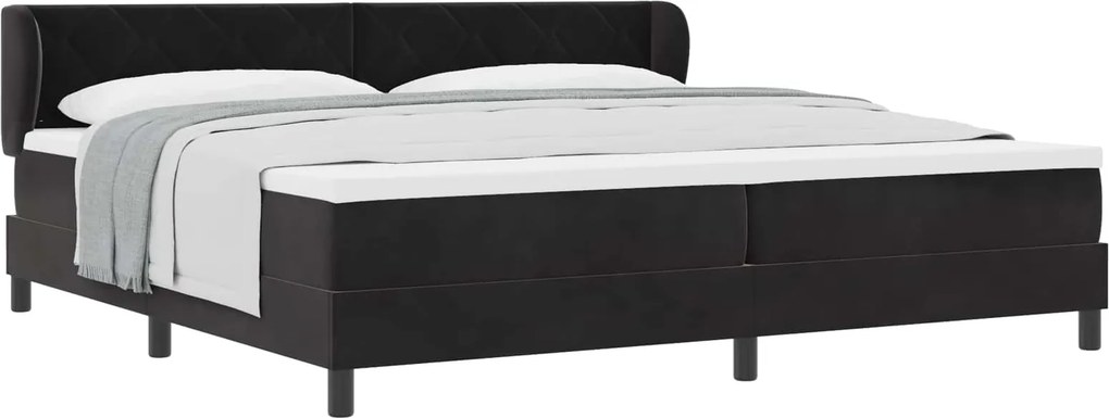 Postel s boxspringem s čelo Černá 200 x 200 cm samet 3340462