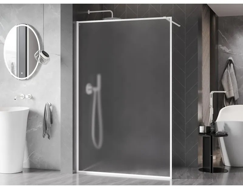 Mexen, Mexen Kioto-XF sprchová stěna s rámem 140 x 202 cm, matná 10 mm, bílá - 800-140-104-20-30-X