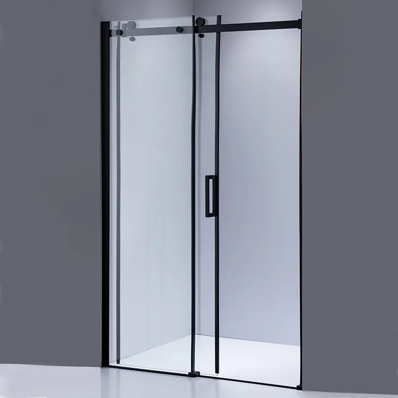 BPS-koupelny Posuvné sprchové dveře HYD-PD03B 100 černé/transparent pro instalaci do niky + vanička HYD-OSV-ST03A 100x80 bílá