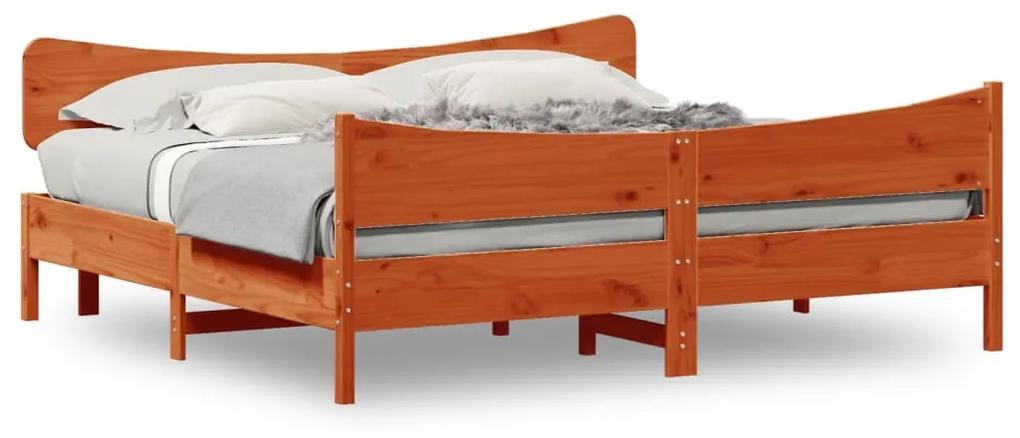 Rám postele s čelem voskově hnědý 200x200 cm masivní borovice,  3216371