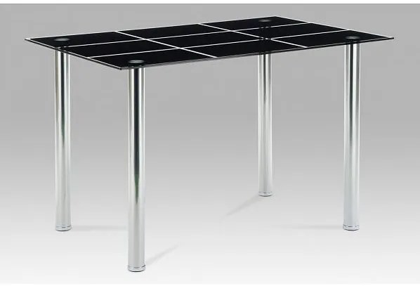 Artium  Jídelní stůl 120x80 cm, černé sklo / chrom