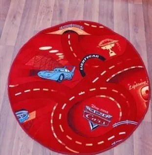 Dětský koberec KRUH CARS červený - 200 cm kruh