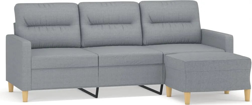 3místná pohovka s podnožkou světle šedá 180 cm textil 3201073