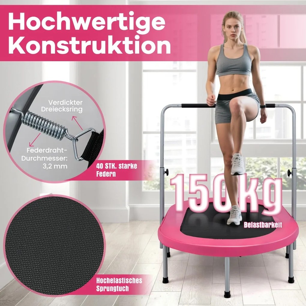 Costway 2 Lidová trampolína s výškově nastavitelným madlem mini trampolína 154 x