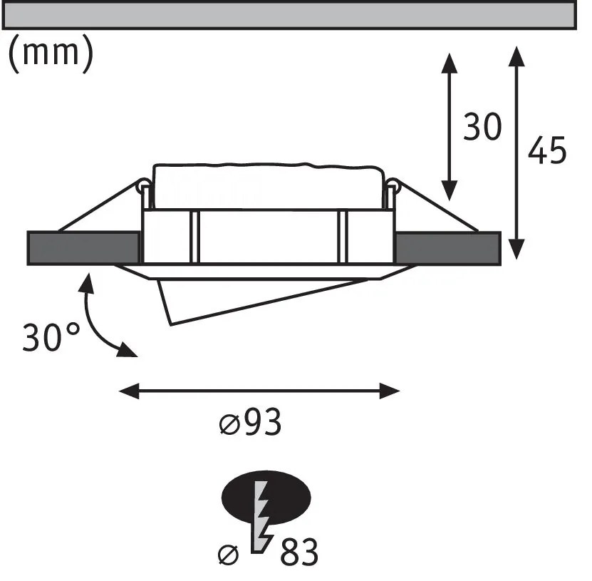 Paulmann 93683 LED Nova Plus Coin, zápustná bodovka hliník/chrom 1x6.8W 2700K stmívatelná, průměr 9,3 cm, IP65