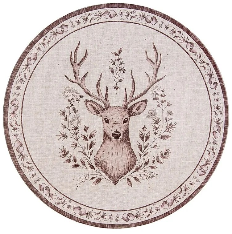 Béžový servírovací talíř s jelenem Gentle Wilderness - Ø 33*1 cm