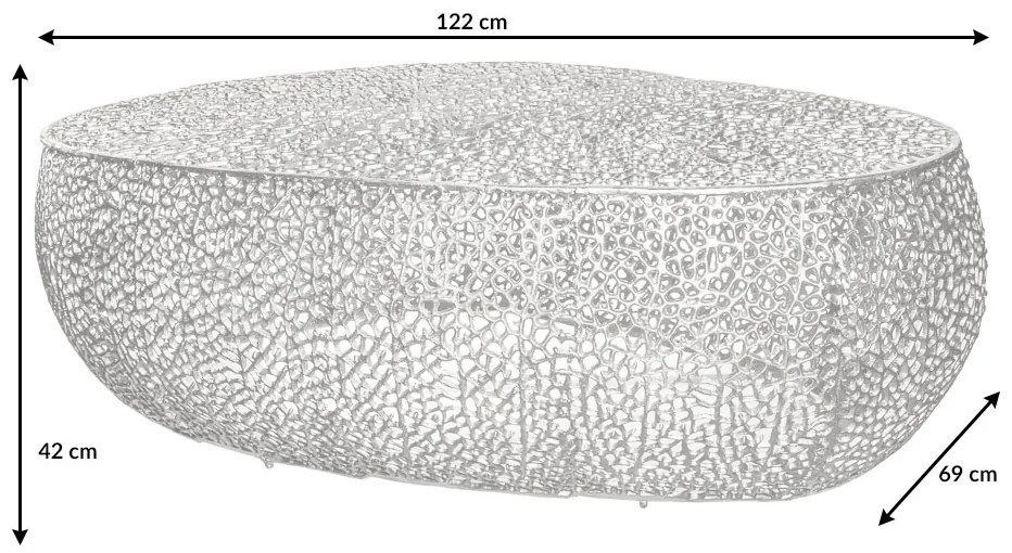 Konferenční stolek  Ferago, 122 cm, stříbrný