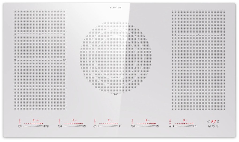 Klarstein Masterzone 90 Flex, indukční varná deska, max. 12600 W, vestavěný, 5 zón, 2 zóny Flex, technologie ThermoBoost, Smart Flex