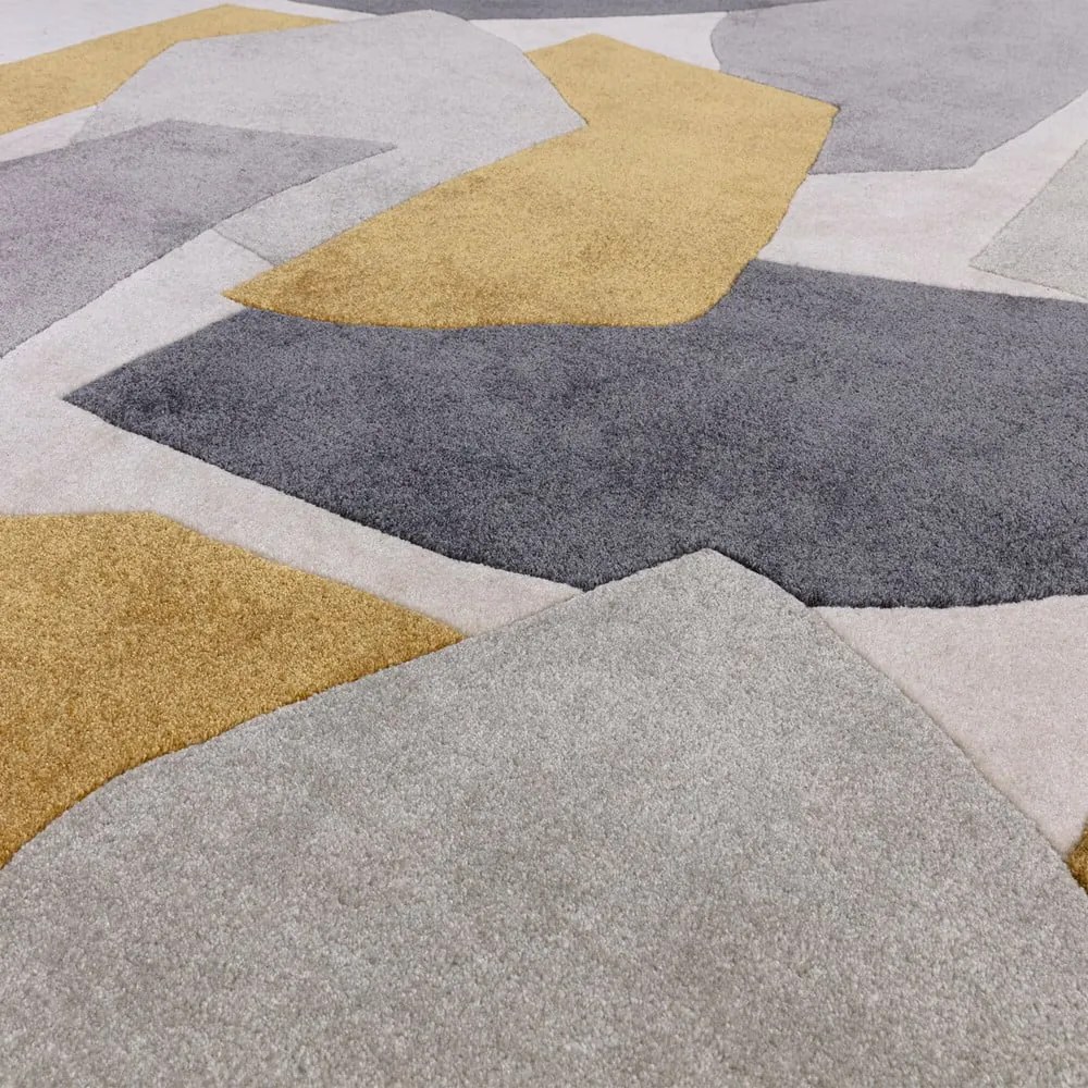Ručně tkaný koberec z recyklovaných vláken v okrově žluté a šedé barvě 200x290 cm Romy – Asiatic Carpets