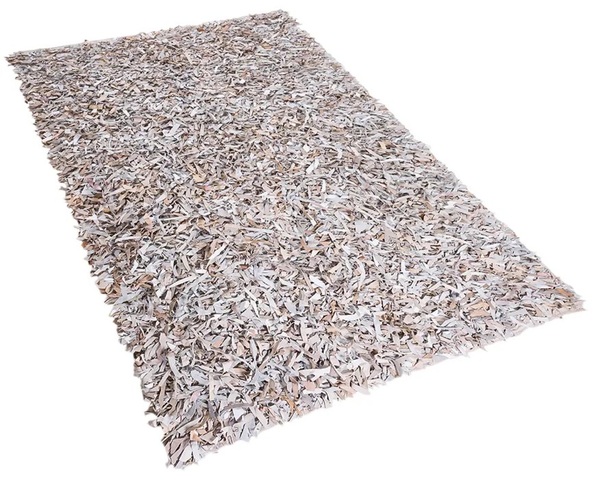 Světle béžový shaggy kožený koberec 140x200 cm - MUT