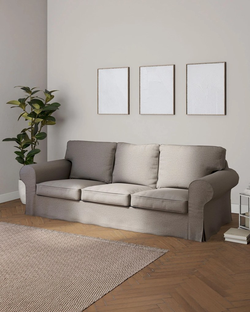 Potah na pohovku IKEA Ektorp 3-místná, rozkládací STARÝ MODEL PIXBO barva šedá látka pletený vzor