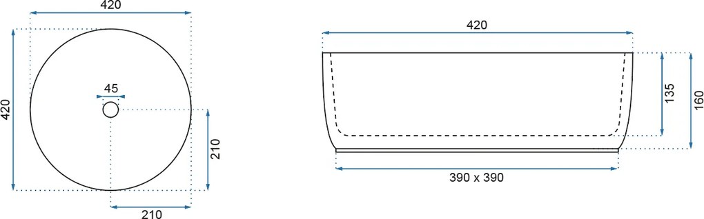 Rea Helen umyvadlo, 42x42 cm, zlatá-bílá, REA-U6978